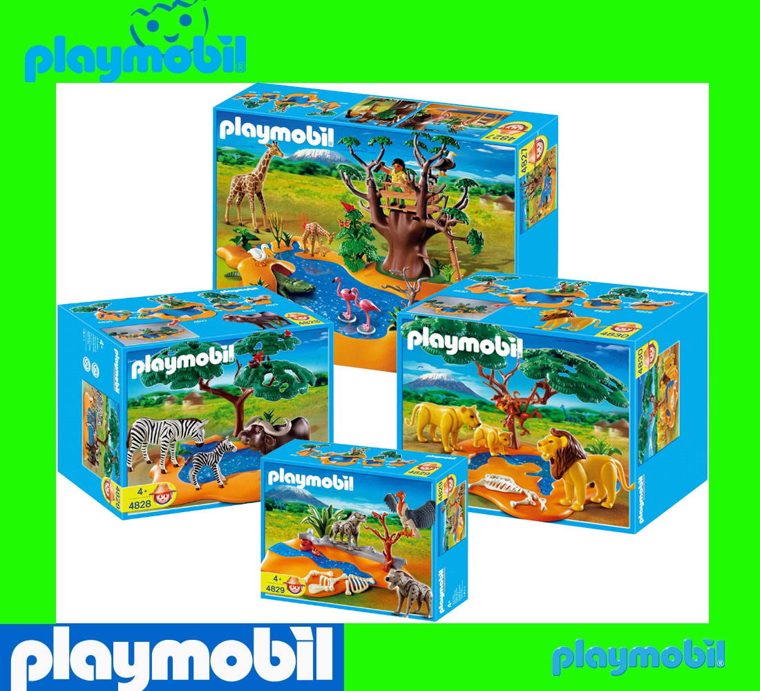Playmobil Safari 4in1 Waterhole River Oasis 4827 4828 4829 4830 Animals ...