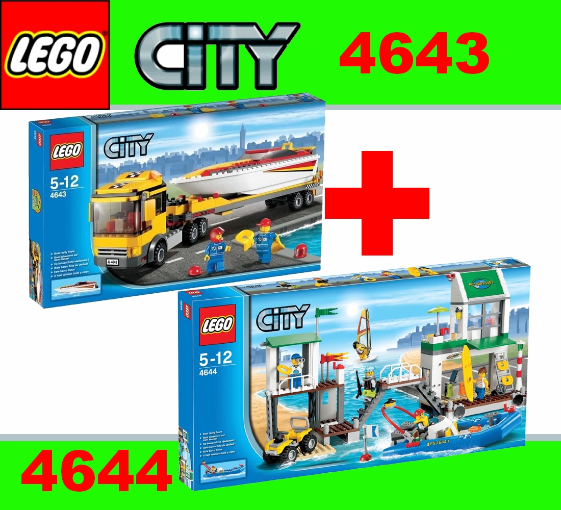 LEGO CITY 4643 + 4644 Powerboot Transporter + Beach Promenade ...